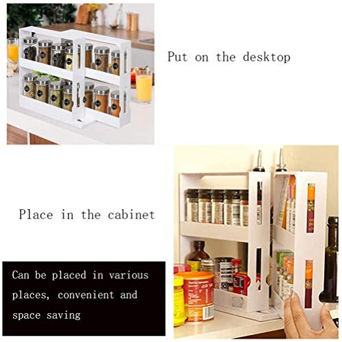 Spice Rack Seasoning Storage Holder, Two 2-Tiered Shelves, Seasoning Spice Jar Rack Rotating Cabinet Shelf Double Kitchen Organizer Swivel Spice Rack For Spice Bottles