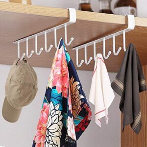 Achoulei 3pcs Mug Hooks Under Cabinet Coffee Mug Cup Holder Rack, Drilling Free Coffee Mug Cup Hanger Organizer for Kitchen Cabinets Storage - Fit for 1 Inch Thickness Shelf or Less (White)