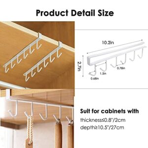 Achoulei 3pcs Mug Hooks Under Cabinet Coffee Mug Cup Holder Rack, Drilling Free Coffee Mug Cup Hanger Organizer for Kitchen Cabinets Storage - Fit for 1 Inch Thickness Shelf or Less (White)