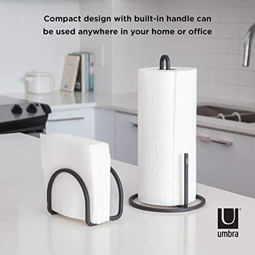 Umbra Squire Paper Towel Holder Stand, Metal Dispenser for Kitchen or Bathroom Countertop, Black