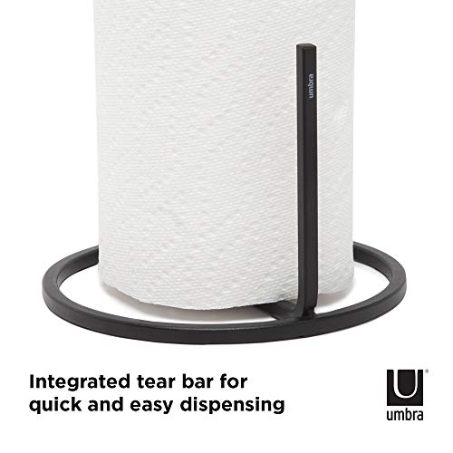 Umbra Squire Paper Towel Holder Stand, Metal Dispenser for Kitchen or Bathroom Countertop, Black