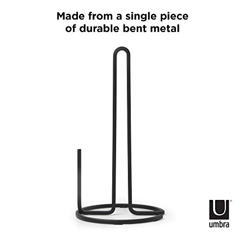 Umbra Squire Paper Towel Holder Stand, Metal Dispenser for Kitchen or Bathroom Countertop, Black