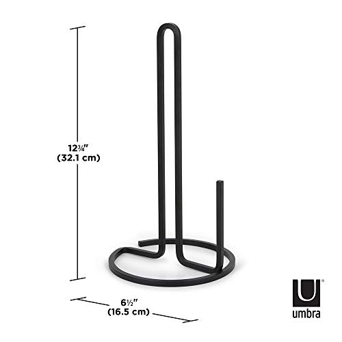 Umbra Squire Paper Towel Holder Stand, Metal Dispenser for Kitchen or Bathroom Countertop, Black