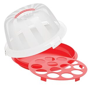 Cake Cupcake Carrier with Lid and Handle | 9" Round Cake Container Holder with Dome Cover | Plastic Pie Carrier Cake Storage Container | Easy Transport for Bunt Cake Keeper Platter Tray