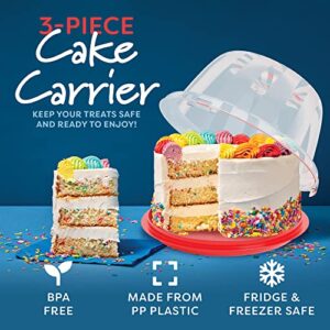 Cake Cupcake Carrier with Lid and Handle | 9" Round Cake Container Holder with Dome Cover | Plastic Pie Carrier Cake Storage Container | Easy Transport for Bunt Cake Keeper Platter Tray