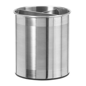 oggi jumbo stainless steel rotating utensil holder with removable divider – stylish kitchen cooking utensil organizer. height 7.5″.