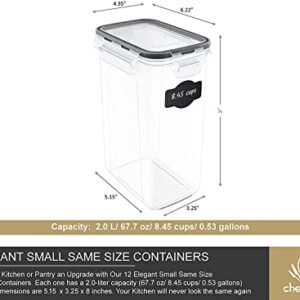 Airtight Food Storage Containers with Lids for Kitchen & Pantry Organization - Set of 12/2L Each - Kitchen Must Haves for Flour, Sugar & Dry Food Storage - BPA Free Plastic Canisters with Accessories