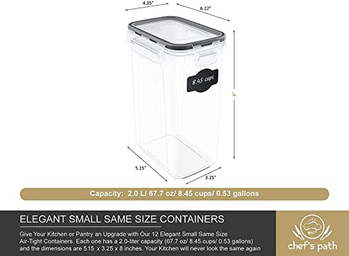 Airtight Food Storage Containers with Lids for Kitchen & Pantry Organization - Set of 12/2L Each - Kitchen Must Haves for Flour, Sugar & Dry Food Storage - BPA Free Plastic Canisters with Accessories