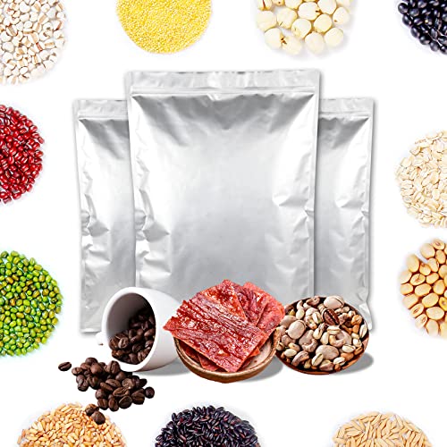 5 Gallon Mylar Bags with 2500CC Oxygen Absorbers and Labels, Zipper Resealable Pouches Heat Sealable Bags for Long Term Food Storage (10 pcs)