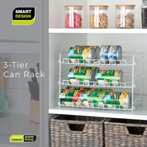 Smart Design 3-Tier Can Rack Organizer - Adjustable - Steel Metal Wire - Pantry, Spice, Cabinet, Under Sink, Fridge Storage Organization - Kitchen (14.5 x 10.25 Inch) [White]