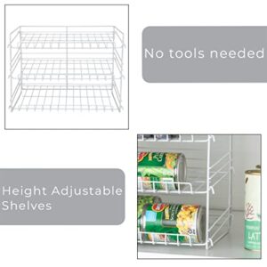 Smart Design 3-Tier Can Rack Organizer - Adjustable - Steel Metal Wire - Pantry, Spice, Cabinet, Under Sink, Fridge Storage Organization - Kitchen (14.5 x 10.25 Inch) [White]