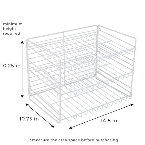 Smart Design 3-Tier Can Rack Organizer - Adjustable - Steel Metal Wire - Pantry, Spice, Cabinet, Under Sink, Fridge Storage Organization - Kitchen (14.5 x 10.25 Inch) [White]