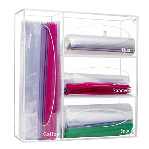 A & R Acrylic Ziplock Bag Organizer, Storage Bag Organizer for Drawer, Compatible with Gallon, Quart, Sandwich and Snack