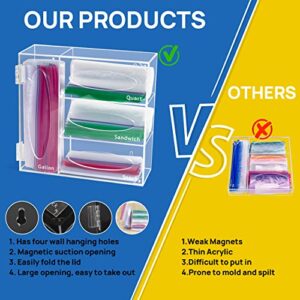 A & R Acrylic Ziplock Bag Organizer, Storage Bag Organizer for Drawer, Compatible with Gallon, Quart, Sandwich and Snack