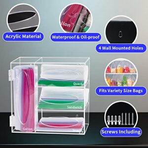 A & R Acrylic Ziplock Bag Organizer, Storage Bag Organizer for Drawer, Compatible with Gallon, Quart, Sandwich and Snack