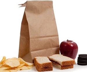 bagdream brown paper lunch bags bread bags 12lb 7×4.5×13.75 inches 50pcs kraft paper bags, paper snack bags bread bags, 100% recycled kraft lunch bags