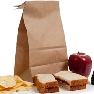 BagDream Brown Paper Lunch Bags Bread Bags 12lb 7x4.5x13.75 Inches 50Pcs Kraft Paper Bags, Paper Snack Bags Bread Bags, 100% Recycled Kraft Lunch Bags