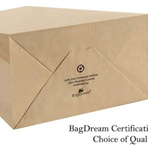 BagDream Brown Paper Lunch Bags Bread Bags 12lb 7x4.5x13.75 Inches 50Pcs Kraft Paper Bags, Paper Snack Bags Bread Bags, 100% Recycled Kraft Lunch Bags