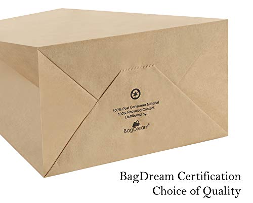 BagDream Brown Paper Lunch Bags Bread Bags 12lb 7x4.5x13.75 Inches 50Pcs Kraft Paper Bags, Paper Snack Bags Bread Bags, 100% Recycled Kraft Lunch Bags