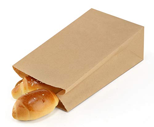 BagDream Brown Paper Lunch Bags Bread Bags 12lb 7x4.5x13.75 Inches 50Pcs Kraft Paper Bags, Paper Snack Bags Bread Bags, 100% Recycled Kraft Lunch Bags