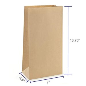 BagDream Brown Paper Lunch Bags Bread Bags 12lb 7x4.5x13.75 Inches 50Pcs Kraft Paper Bags, Paper Snack Bags Bread Bags, 100% Recycled Kraft Lunch Bags