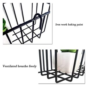 3 Pack Wall Grid Panel Hanging Wire Basket,Wall Storage and Display Basket,Grid Wall Storage Basket for Kitchen,Home Decor Supplies,Black