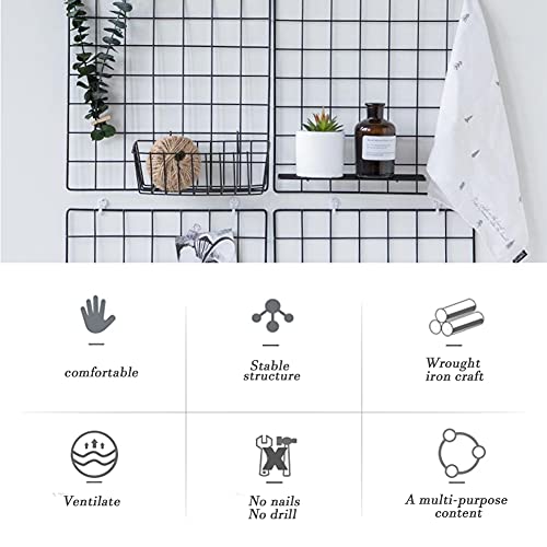 3 Pack Wall Grid Panel Hanging Wire Basket,Wall Storage and Display Basket,Grid Wall Storage Basket for Kitchen,Home Decor Supplies,Black