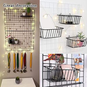 3 Pack Wall Grid Panel Hanging Wire Basket,Wall Storage and Display Basket,Grid Wall Storage Basket for Kitchen,Home Decor Supplies,Black