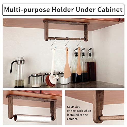 Wood-Paper-Towel-Holder-Under-Cabinet-Kitchen-Handmade - Wall Mounted/Adhesive No Drill Sturdy Roll Hanging Organizer, Horizontal Papertowel Dispenser Easytear, Handcraft Decor Gift Real Woodwork Home