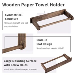 Wood-Paper-Towel-Holder-Under-Cabinet-Kitchen-Handmade - Wall Mounted/Adhesive No Drill Sturdy Roll Hanging Organizer, Horizontal Papertowel Dispenser Easytear, Handcraft Decor Gift Real Woodwork Home