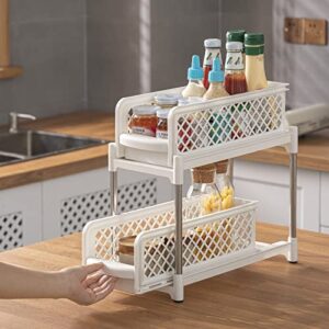 Sunview 2Pack Under Sink Organizers and Storage,2 Tier Pull Out Cabinet Organizer,Sliding Cabinet Organizers with Storage Drawers for Bathroom Kitchen Countertop Narrow Space