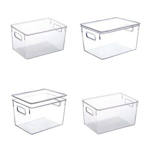 clear plastic storage bins with lids, perfect for kitchen organization or pantry organization and storage, fridge organizer plastic bins, pantry organization and storage bins, cabinet organizers