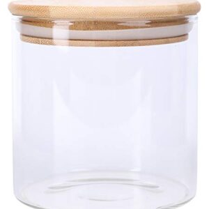 Lawei 4 Pack Glass Storage Jars with Sealed Bamboo Lids - 18.6 FL OZ Clear Glass Bulk Food Storage Canister for Serving Tea, Coffee, Spice, Candy, Cookie