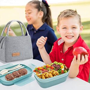 JBGOYON Bento Lunch Box for Kids and Adult, All-in-One Stackable Lunch Container Includes 2 Stackable Container, Built-in Plastic Cutlery Set, Tote Lunch Bag and Snack Packing, BPA Free (Green)