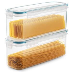 komax biokips pasta storage containers w/locking lids (set of 2) airtight food storage containers for pantry – pasta containers for organizing pantry – dishwasher safe canister set (11.5 x 3.5 x 4.3)