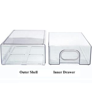 UNIKON 1 PC Refrigerator Organizer Bin, Fridge Organizer And Storage Clear, Stackable Fridge Organizer Drawer - BPA Free Plastic Storage Drawer, 13.40”x8.65”x4.40”