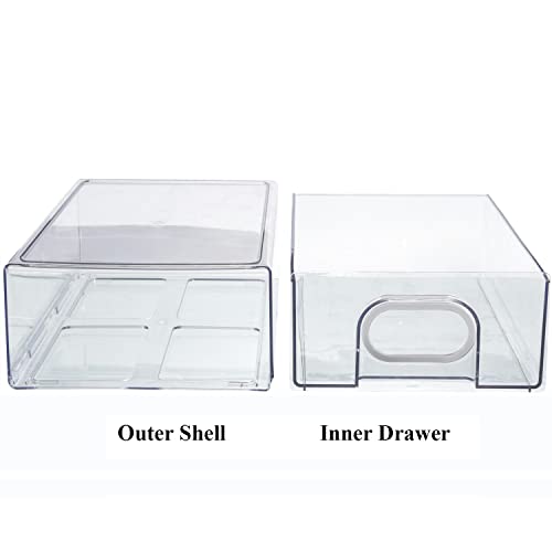 UNIKON 1 PC Refrigerator Organizer Bin, Fridge Organizer And Storage Clear, Stackable Fridge Organizer Drawer - BPA Free Plastic Storage Drawer, 13.40”x8.65”x4.40”