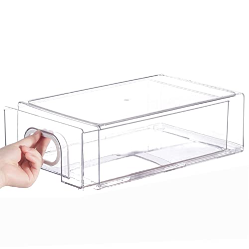 UNIKON 1 PC Refrigerator Organizer Bin, Fridge Organizer And Storage Clear, Stackable Fridge Organizer Drawer - BPA Free Plastic Storage Drawer, 13.40”x8.65”x4.40”