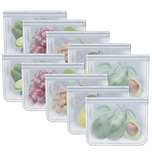 quart freezer bags reusable food storage bags for vegetable, liquid, snack, meat, sandwich, 8.46×7.28 inch, 10 pack