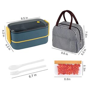 NatraProw Bento Box Adult Lunch Box, Leakproof 2 Layer Adult Bento Box with Detachable Divider, Lunch Bag, BPA Free Bento Lunch Box for Adults with Utensils, Microwave Safe Meal Prep Container