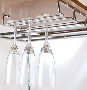 decobros 2pk single rail wine glass stemware rack holder, chrome