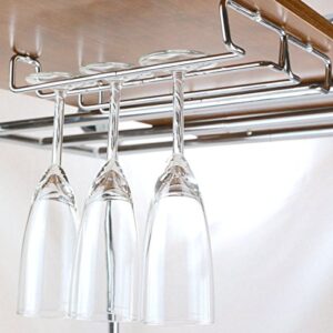 DecoBros 2PK Single Rail Wine Glass Stemware Rack Holder, Chrome