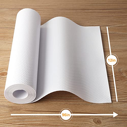 Shelf Liner Kitchen Drawer Liners - White Shelf Liners Non Adhesive, Easy to Cut PABUSIOR Liner for Drawers and Cabinets Roll, Soft, Non-Slip, Waterproof Cabinet Liner (12 x 96 Inch)