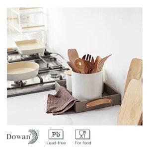 DOWAN Utensil Holder, Large Utensil Holder for Kitchen Counter (H7.2” x W6.2”), Ceramic Cooking Utensil Crock, Anti-Scratches and Stable, Spoon Holder for Kitchen Decor