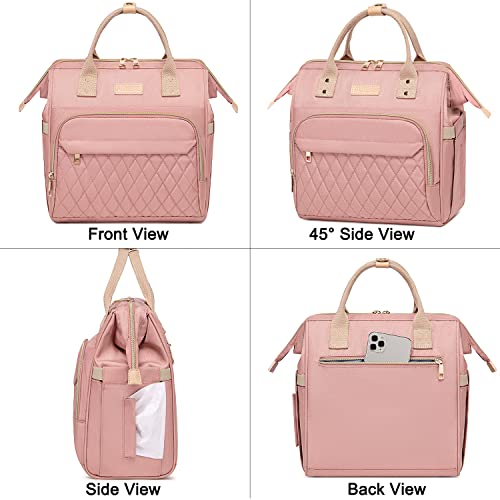 AIJIEKE Lunch Bag For Women, Cute Insulated Lunch Bag, Large Lunch Tote For Work, Leak Proof Lunch Box For Adults, Lunch Purse, Cooler Bag With Side Pockets And Shoulder Strap For Picnic Office(Pink)