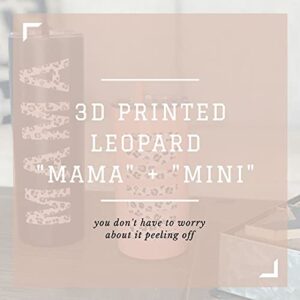 Lucky Love Mama + Mini Stainless Steel Cups for Kids and Adults - 3D Printed Leopard Insulated Tumblers with Lids and Straws Making This Mom Mug and Toddler Straw Cup Spill Proof (Black and Blush)