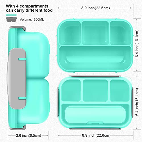 DZHJKIO Bento Box Lunch Box ,Lunch Containers for Adults/Kids/Toddler,1300ML-4 Compartment