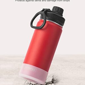 koodee Kids Water Bottle 16 oz Stainless Steel Vacuum Insulated Wide Flask with Leakproof Spout Lid (Canyon Red)