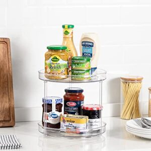 HBlife Lazy Susan Bathroom Organizer, 9.25 Inches 2 Tier Clear Turntable Organizer for Cabinet, Kitchen, Pantry, Countertop