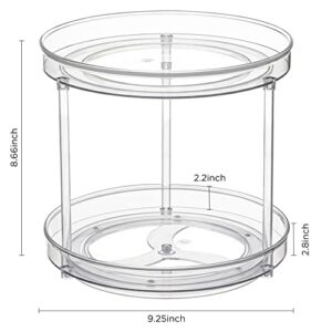 HBlife Lazy Susan Bathroom Organizer, 9.25 Inches 2 Tier Clear Turntable Organizer for Cabinet, Kitchen, Pantry, Countertop